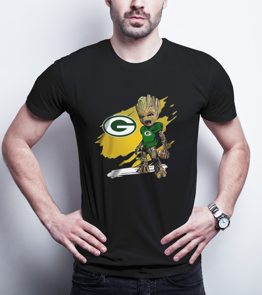 Baby Groot Green Bay Packers Football Fan T-Shirt