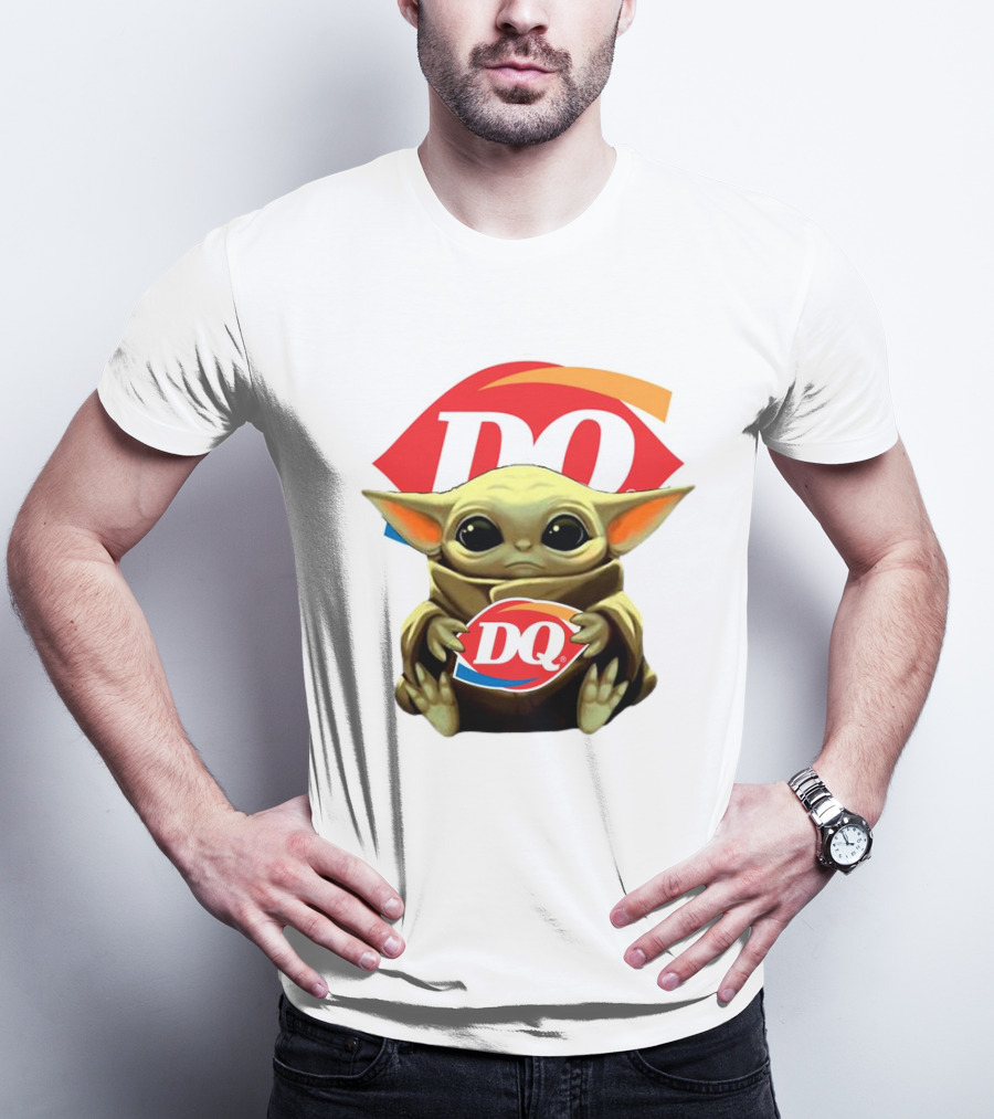 Baby Yoda With DQ Logo Hug T-Shirt