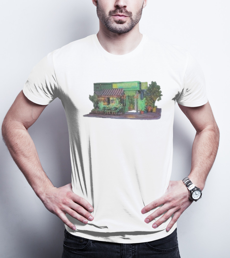 Aplasticplant Botanic Corner Greenhouse Storefront Scene T-Shirt