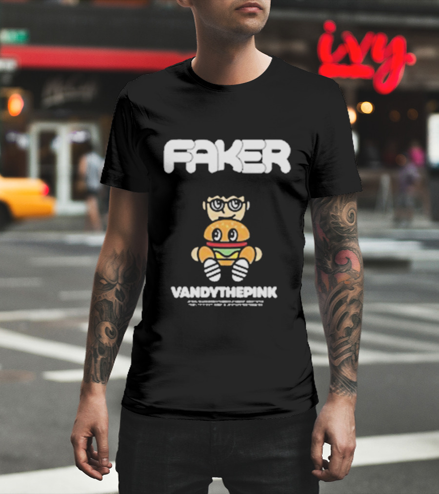 Faker Vandythepink Burger Character With Glasses T-Shirt