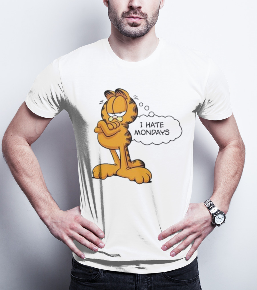 Garfield Comic Character Stating I Hate Mondays With Crossed Arms T-Shirt