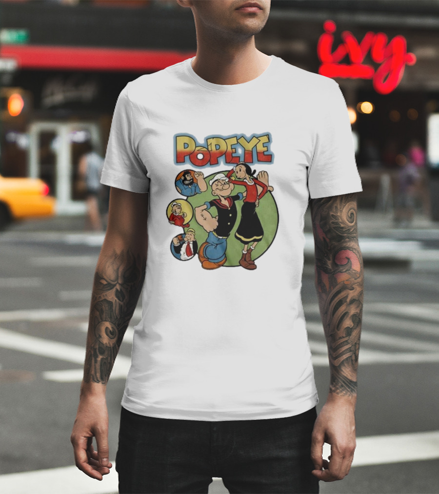 Popeye Olive Oyl Bluto Wimpy Cartoon Classic Characters T-Shirt