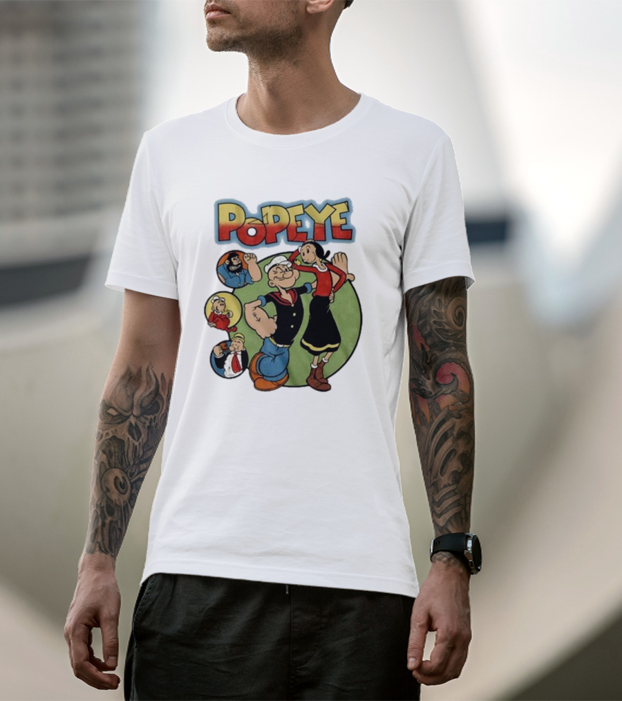 Popeye Olive Oyl Bluto Wimpy Cartoon Classic Characters T-Shirt