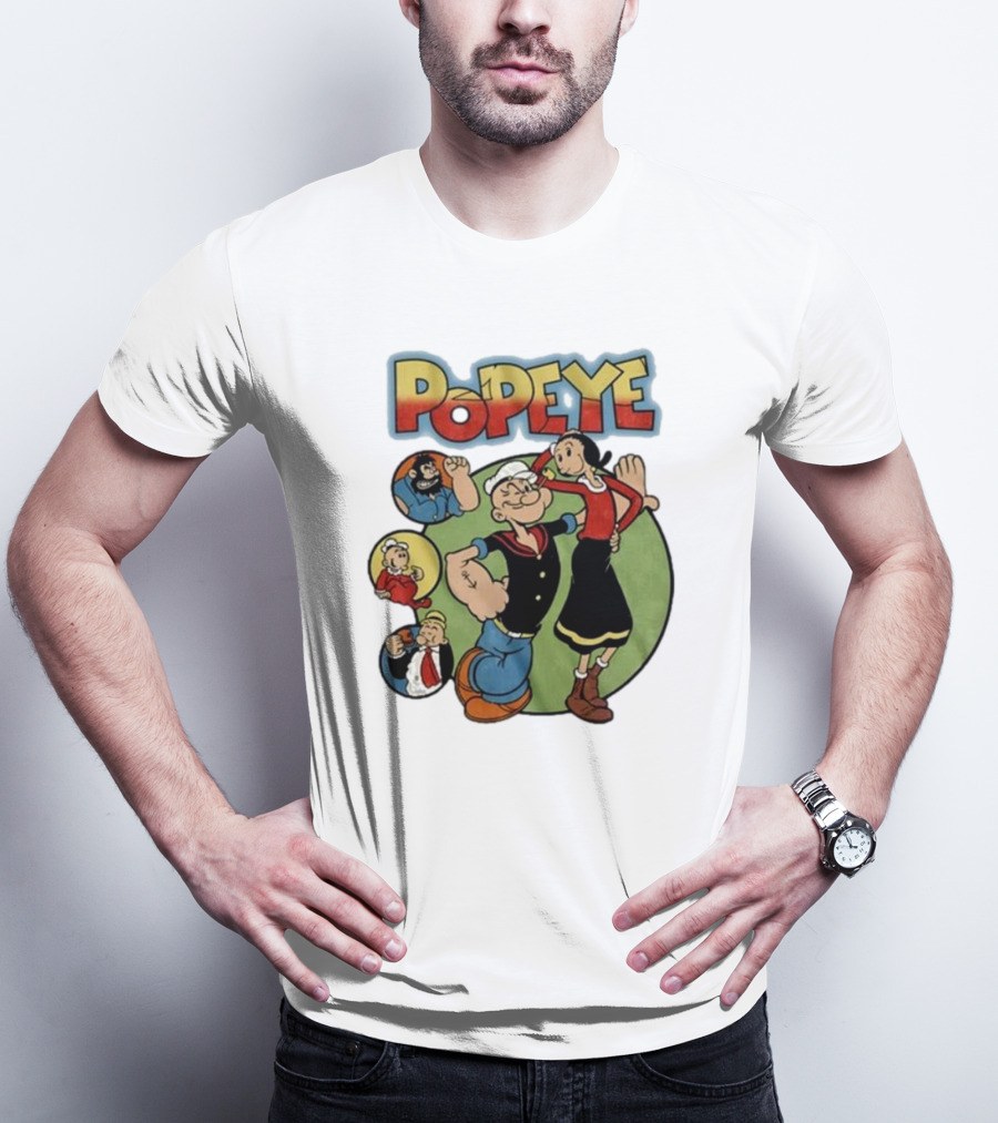Popeye Olive Oyl Bluto Wimpy Cartoon Classic Characters T-Shirt