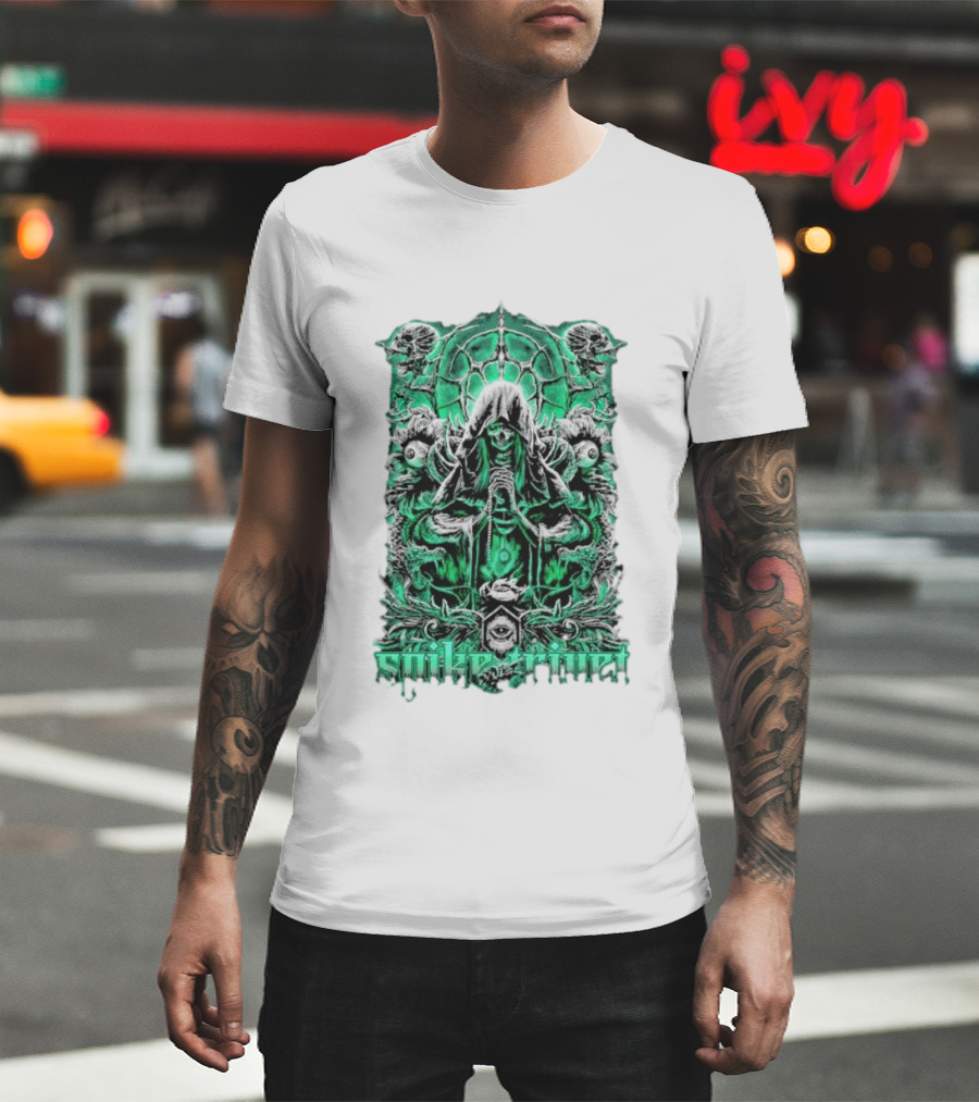 Soul Taker Spike Trivet Green Hooded Figure With Ornate Gothic T-Shirt
