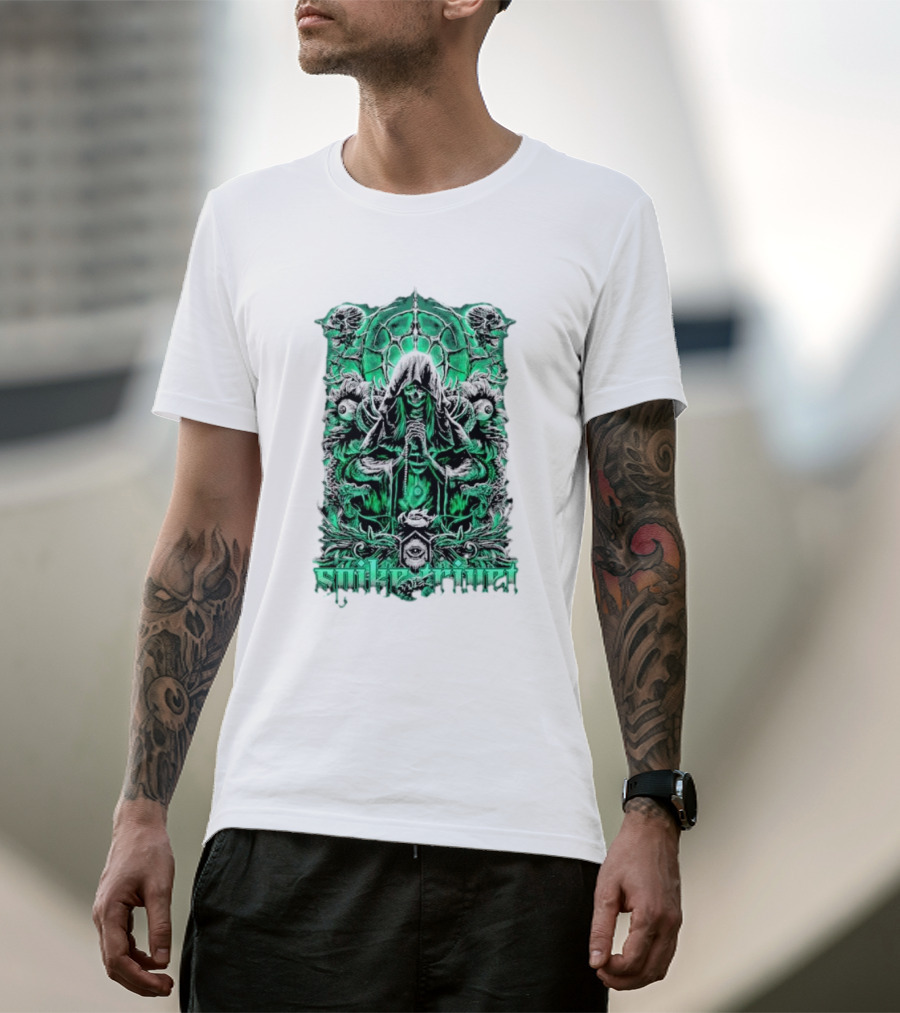 Soul Taker Spike Trivet Green Hooded Figure With Ornate Gothic T-Shirt