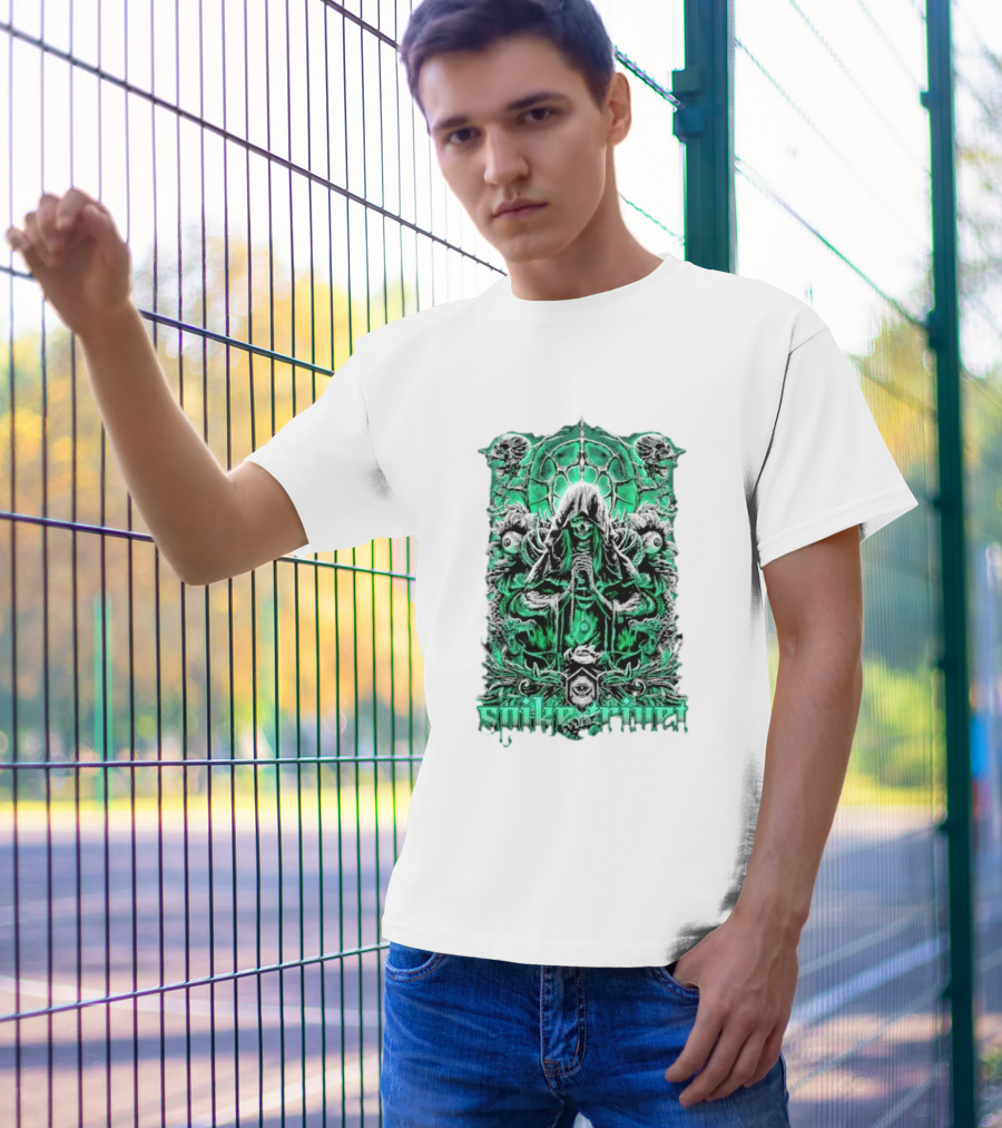 Soul Taker Spike Trivet Green Hooded Figure With Ornate Gothic T-Shirt