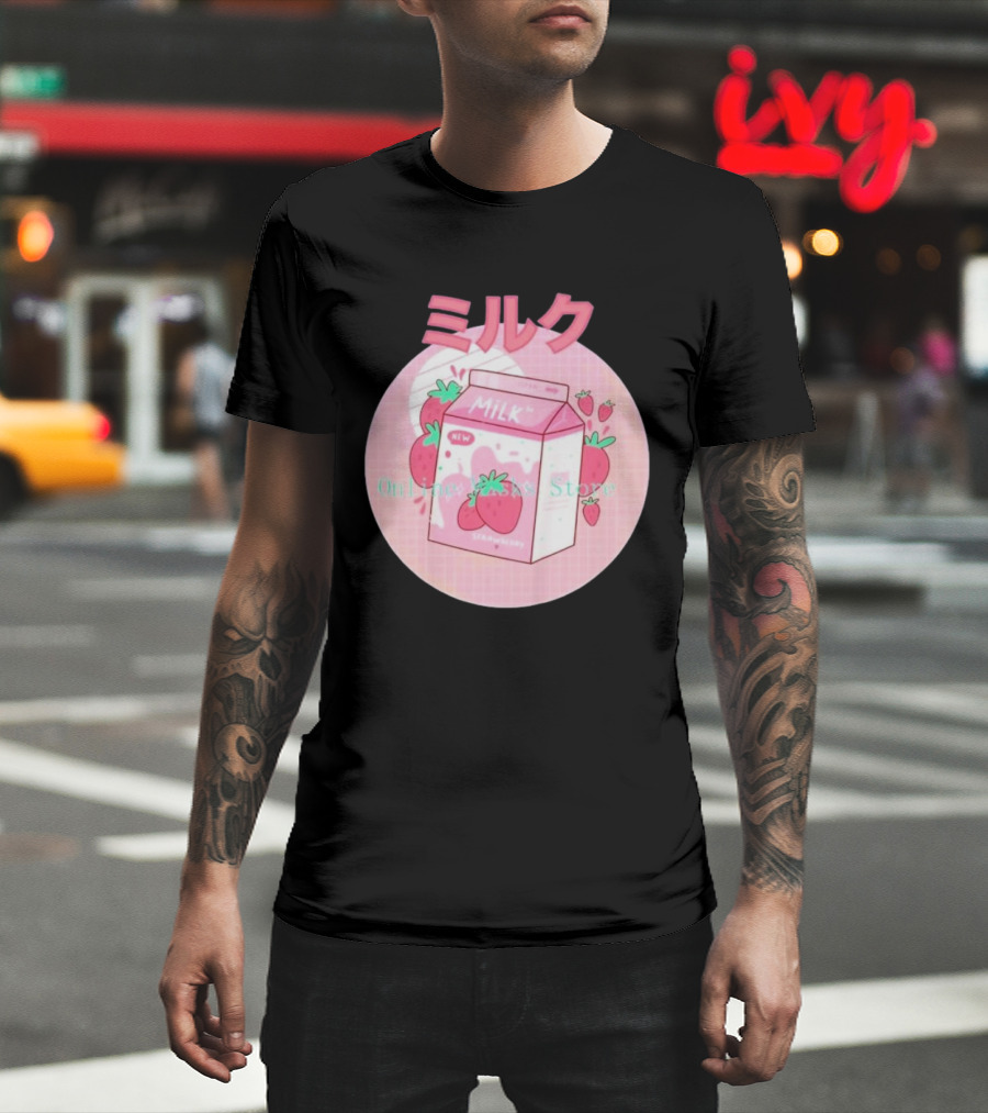 Strawberry Pink Milk Carton 90s ミルク Online Store T-Shirt