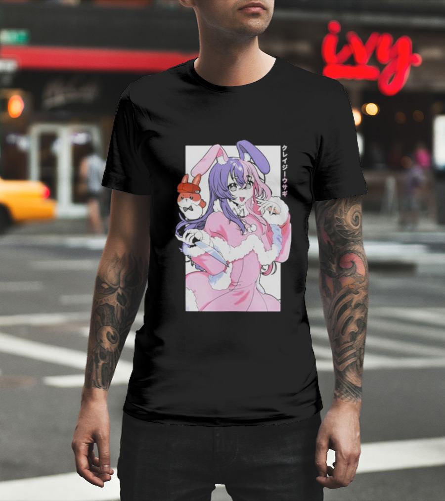 Punkalopi Gamer Supps クレイジーウサギ Bunny Anime Character T-Shirt