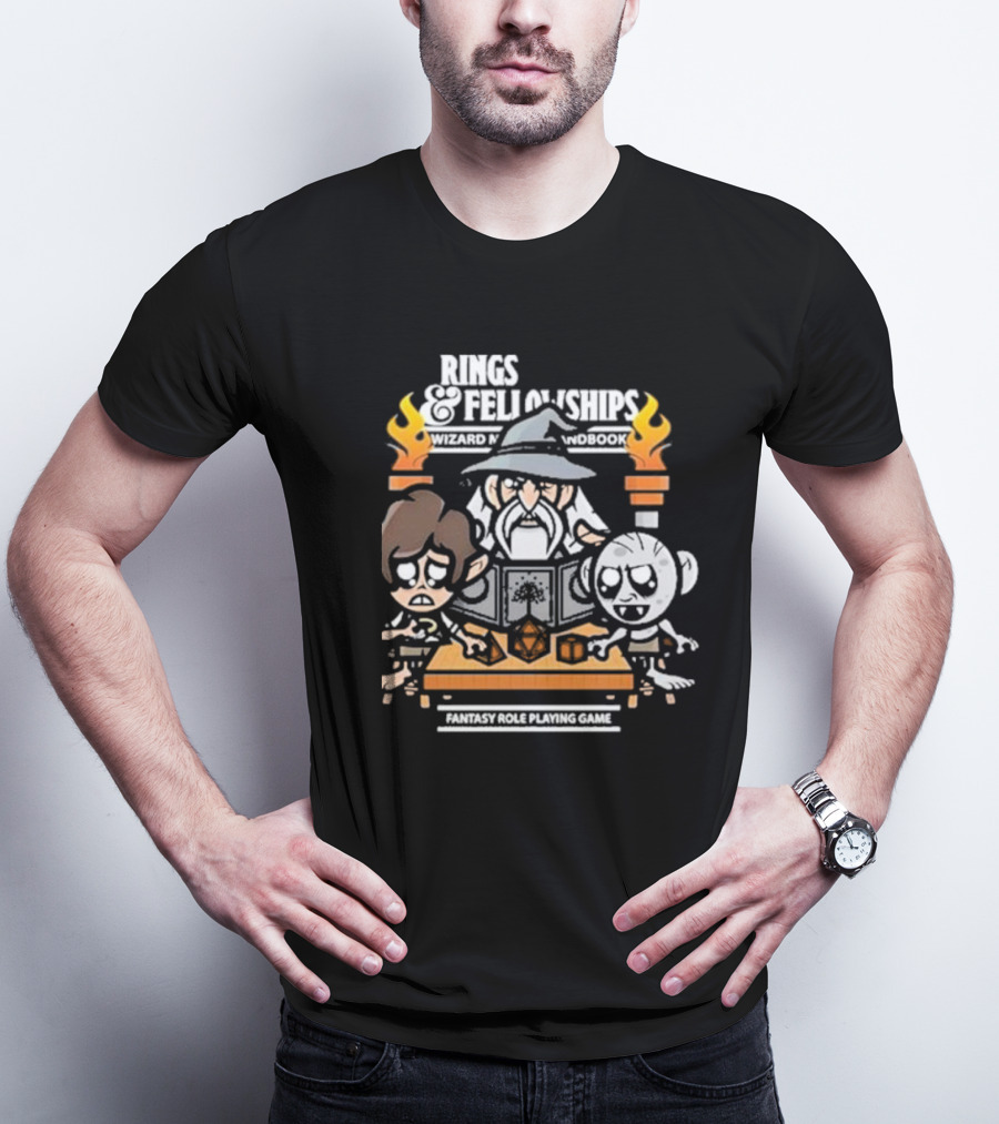 Rings And Fellowships Wizard Magic Handbook Fantasy Role Playing Game T-Shirt