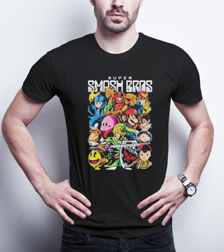 Super Smash Bros Iconic Video Game Characters Draculabyte Wario64 T-Shirt