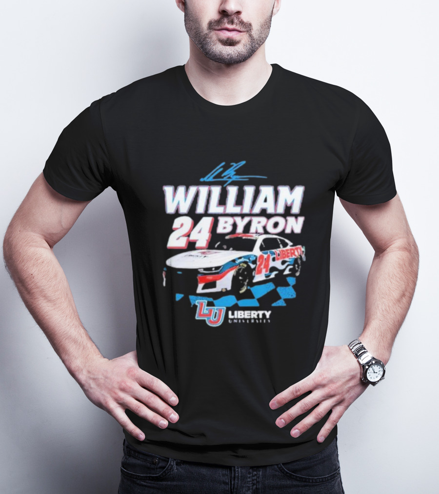 William Byron 24 Liberty University Race Car LU Signature T-Shirt