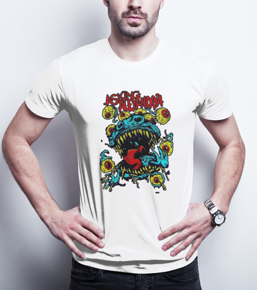 Asking Alexandria Eyeball Monster With Multiple Eyes And Fanged Mouth T-Shirt