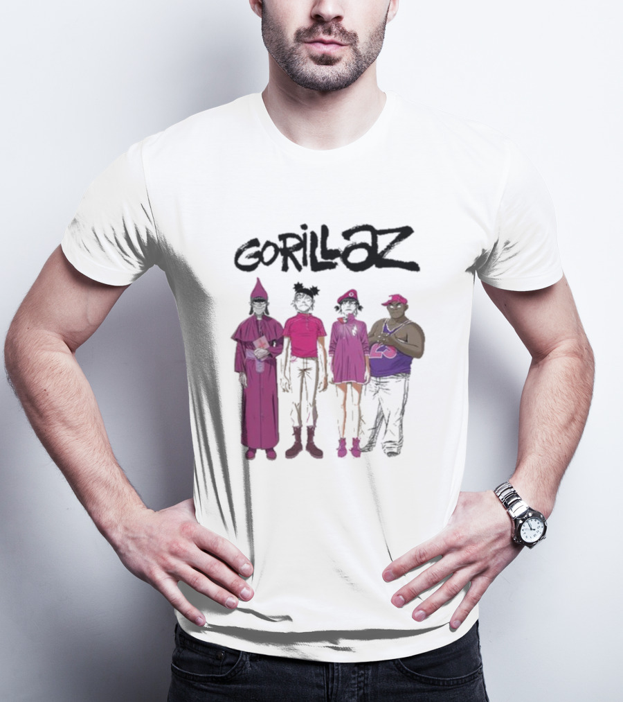 Gorillaz Cracker Island Group In Pink Outfits T-Shirt