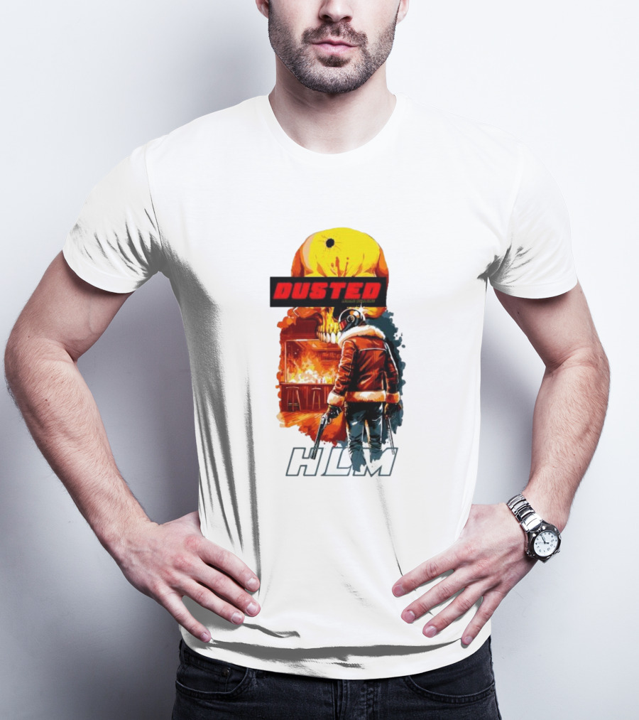 Dusted Miami Burnine Hlm Flame Skull Pilot Jacket Guns T-Shirt