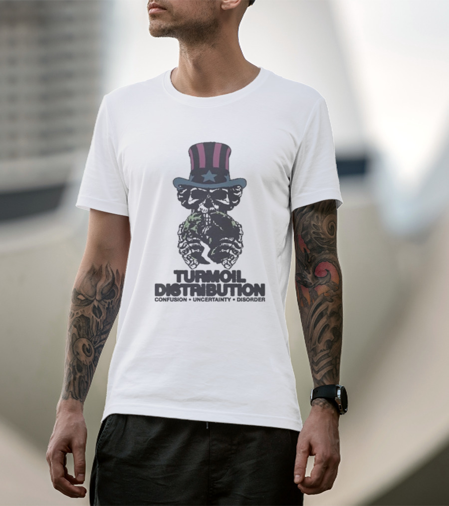 Turmoil Distribution Confusion Uncertainty Disorder Uncle Sam Skull T-Shirt