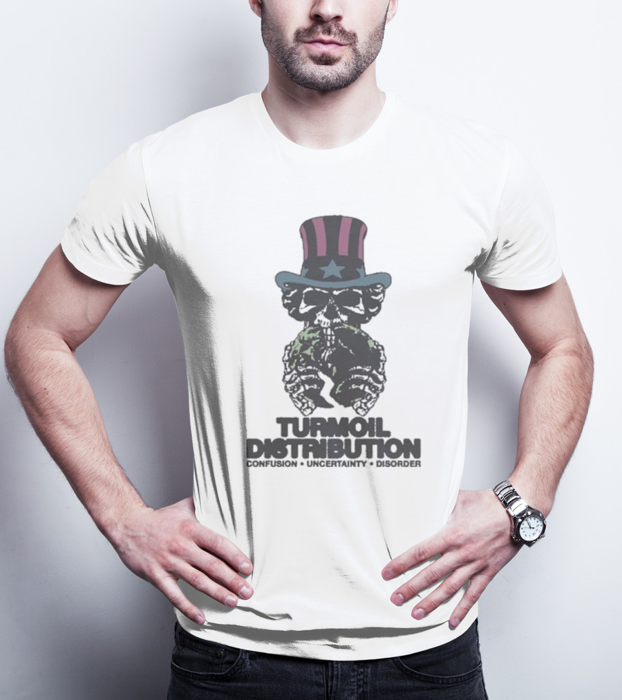 Turmoil Distribution Confusion Uncertainty Disorder Uncle Sam Skull T-Shirt
