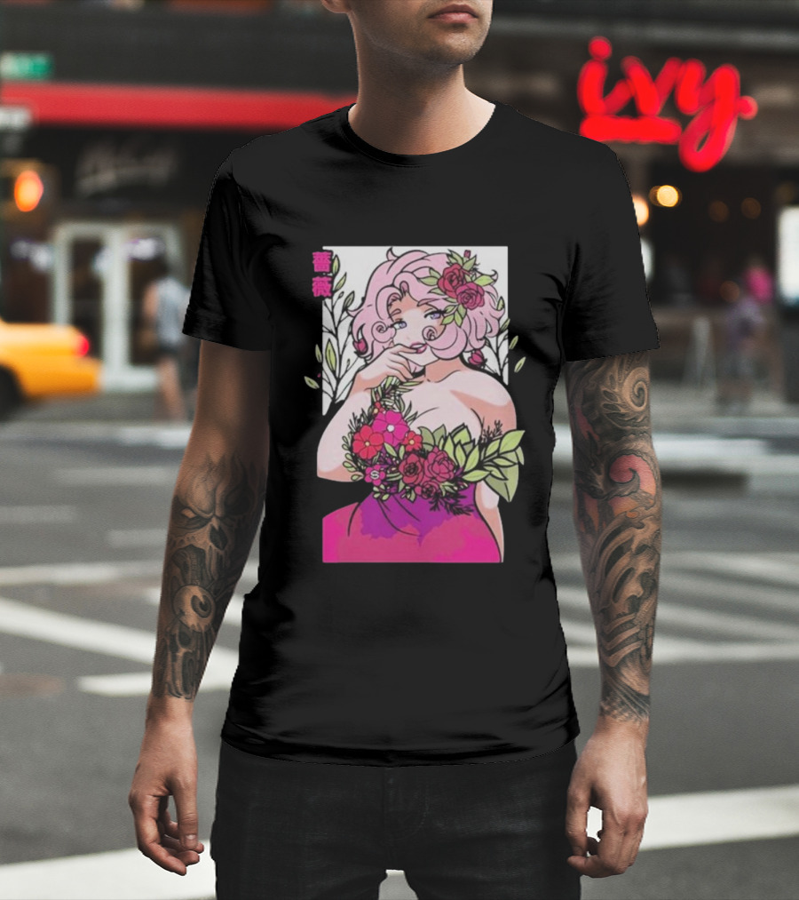 Ph1lza Game Supp Floral Anime Character T-Shirt