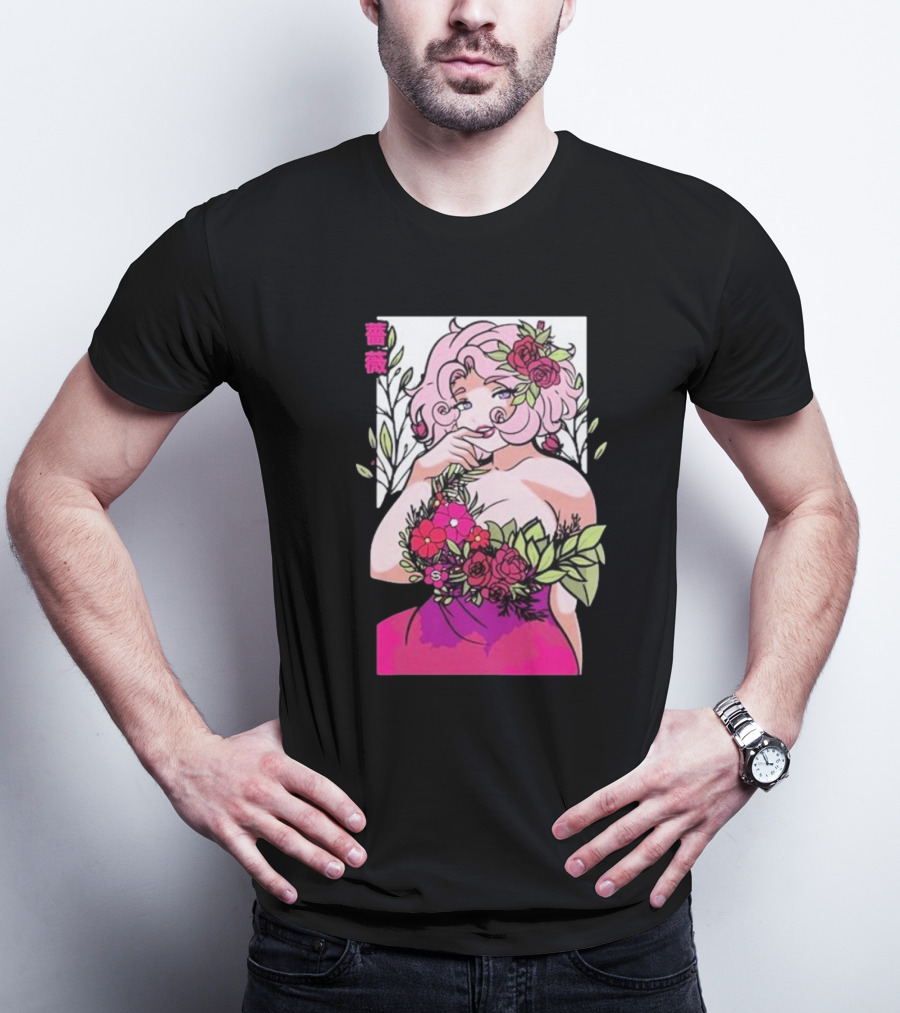 Ph1lza Game Supp Floral Anime Character T-Shirt