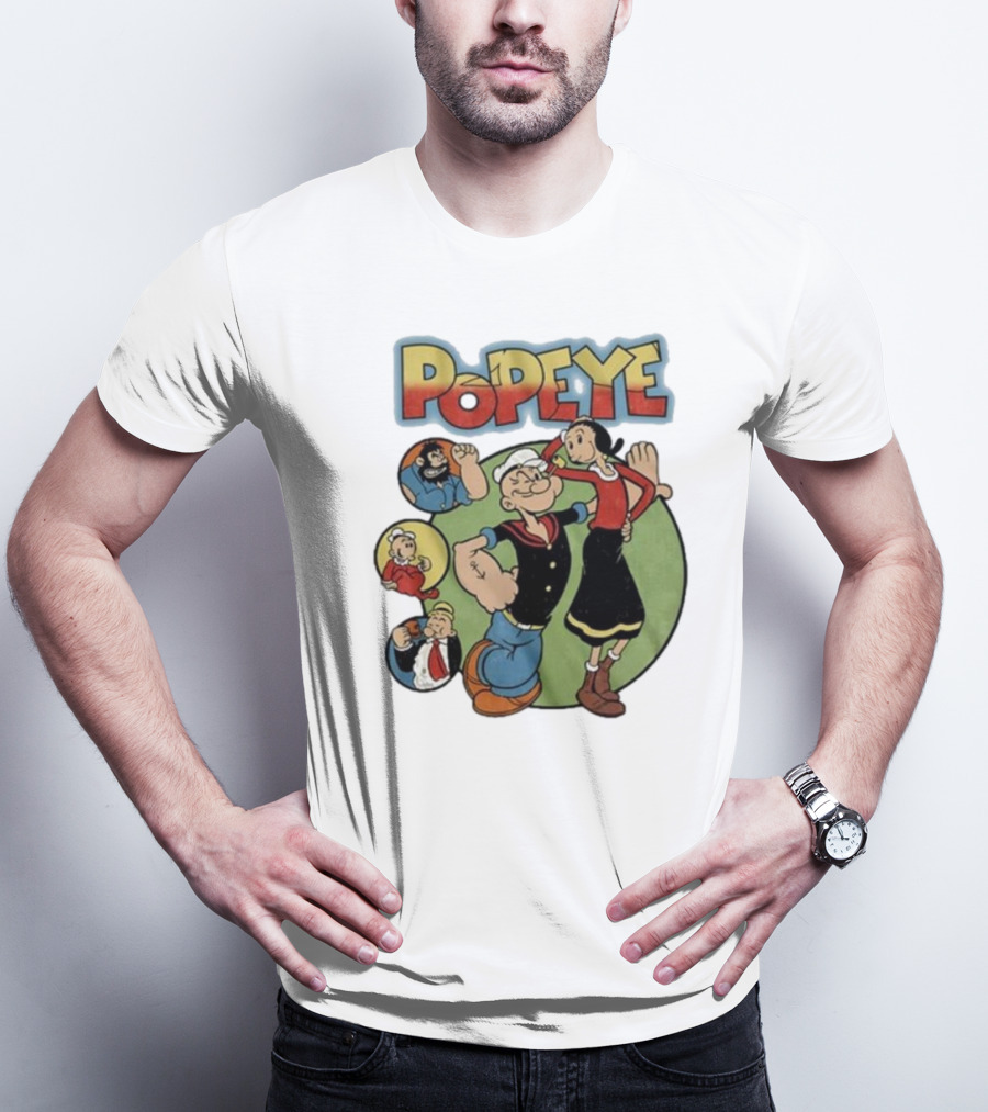 Popeye And Olive Oyl Cartoon Characters Sailor Spinach Classic Animation T-Shirt