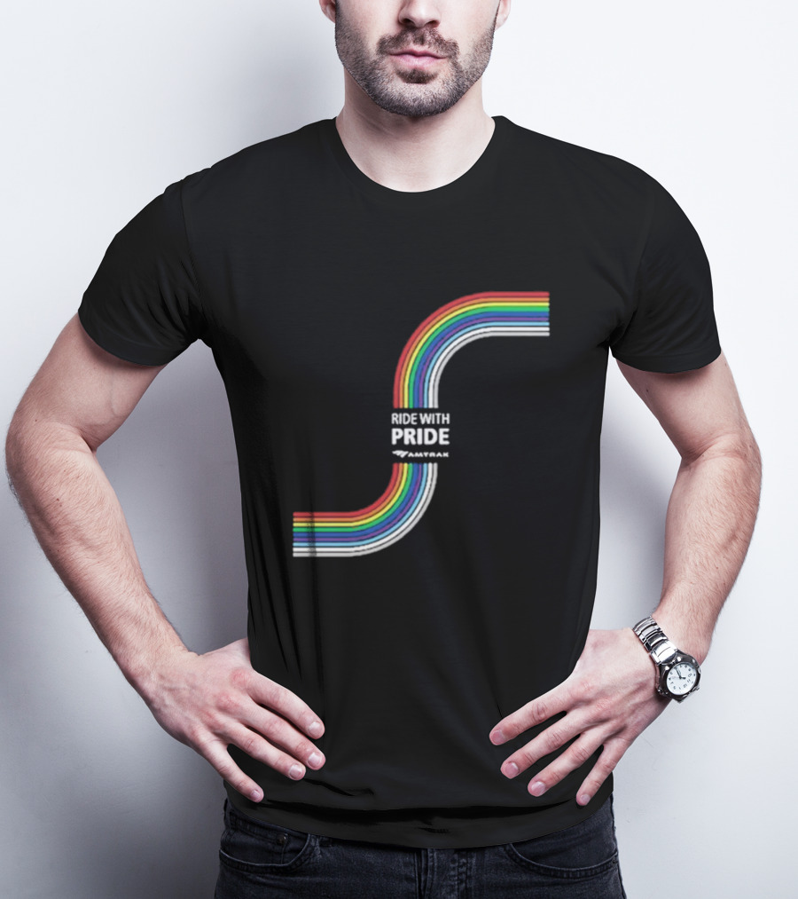 Ride With Pride Amtrak Rainbow Curve T-Shirt