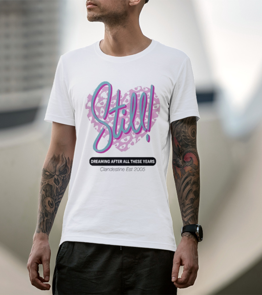 Still Dreaming After All These Years Clandestine Est 2005 Leopard Print Heart T-Shirt