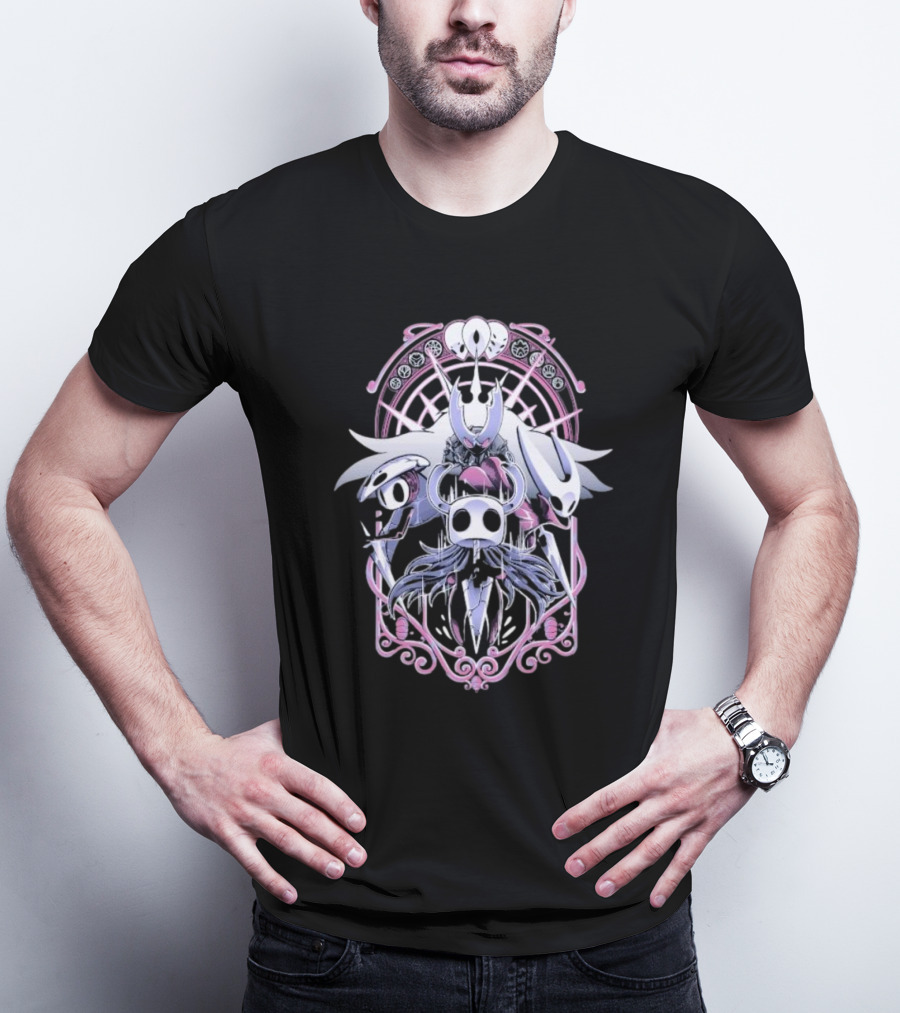 Hollow Knight Wanderers Art Nouveau Design With Knight Nails And Charms T-Shirt