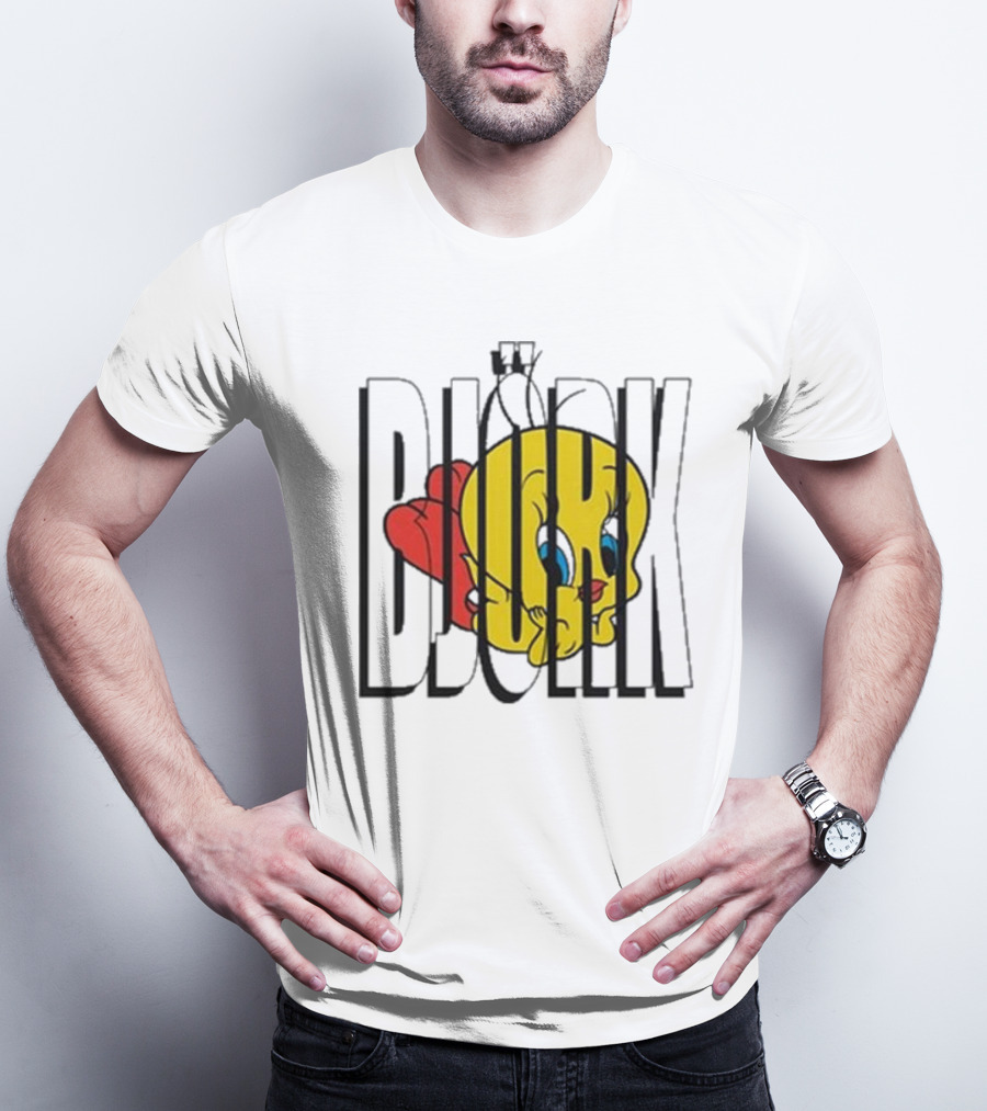 Lxix Apparel Tweety Bjork Bold Cartoon Contrast T-Shirt