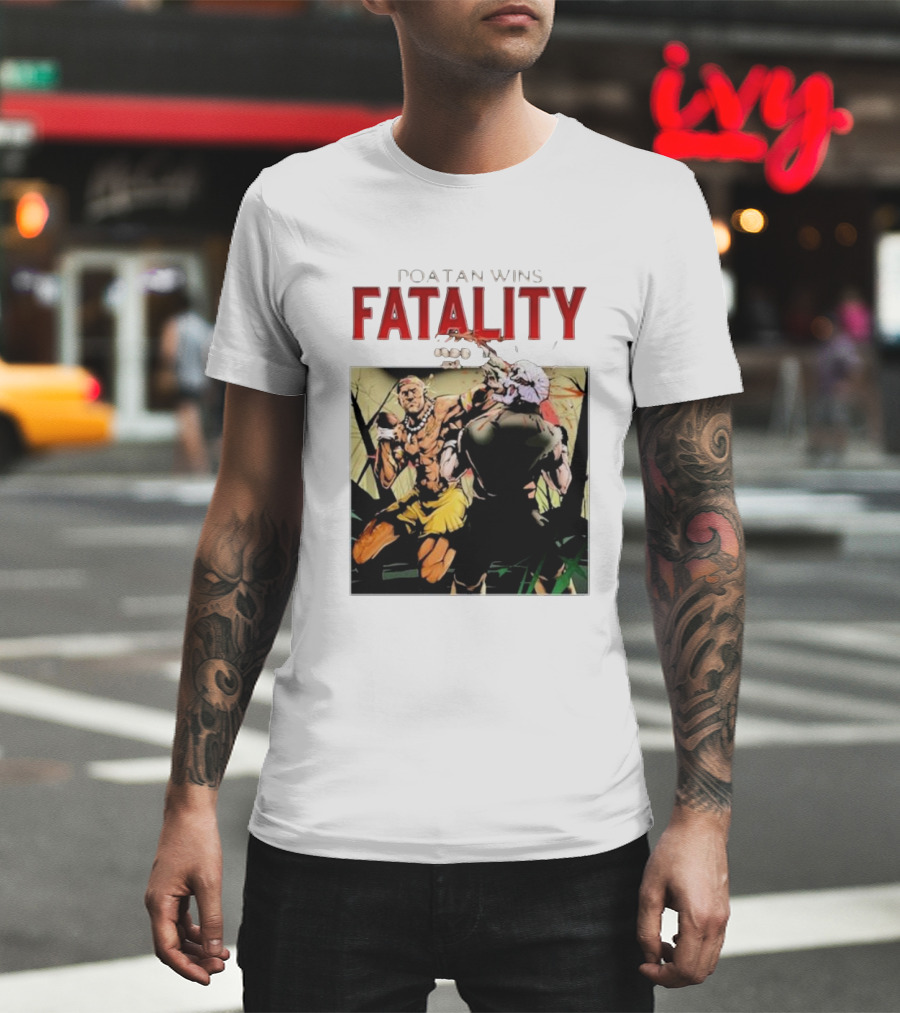 Poatan Wins Fatality Comic Style Fight Scene T-Shirt