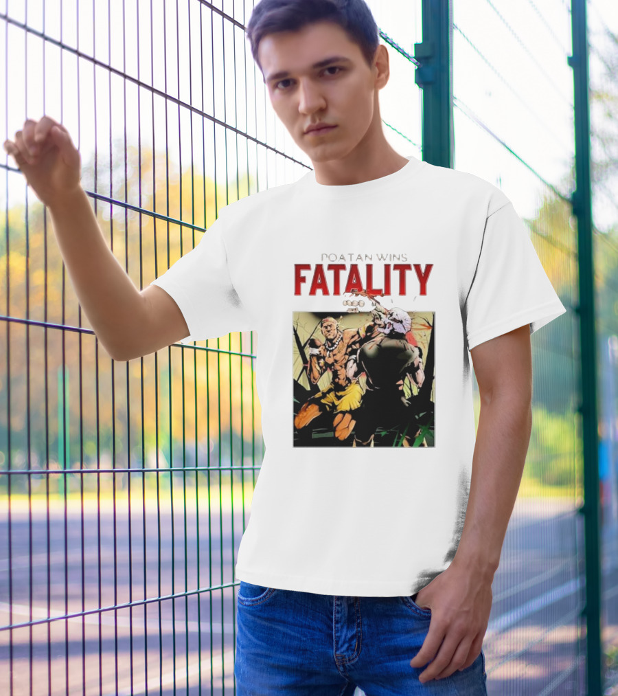 Poatan Wins Fatality Comic Style Fight Scene T-Shirt