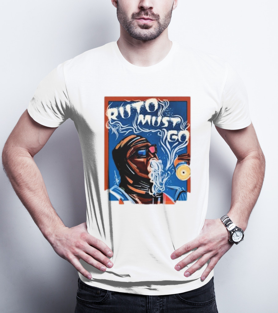 Ruto Must Go Bold Illustration With Smoking Character T-Shirt