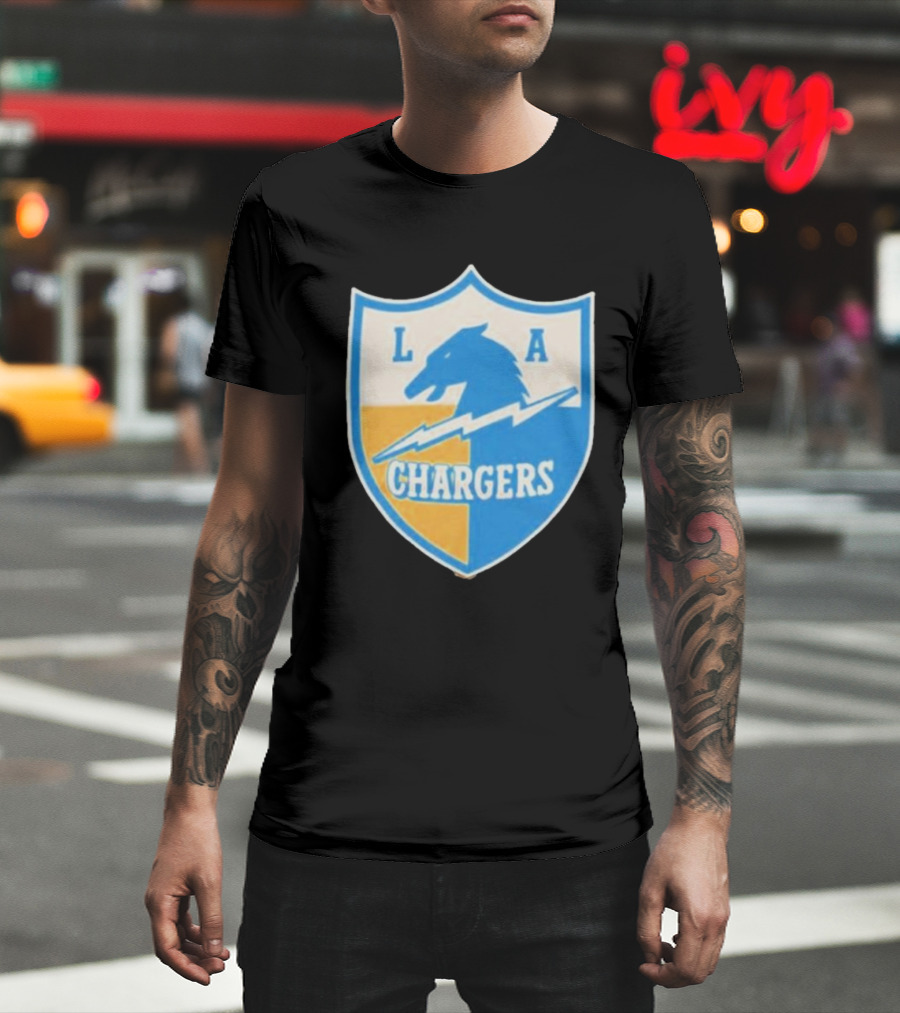 Los Angeles Chargers 1961 Vintage Logo Shield With Horse And Bolt T-Shirt