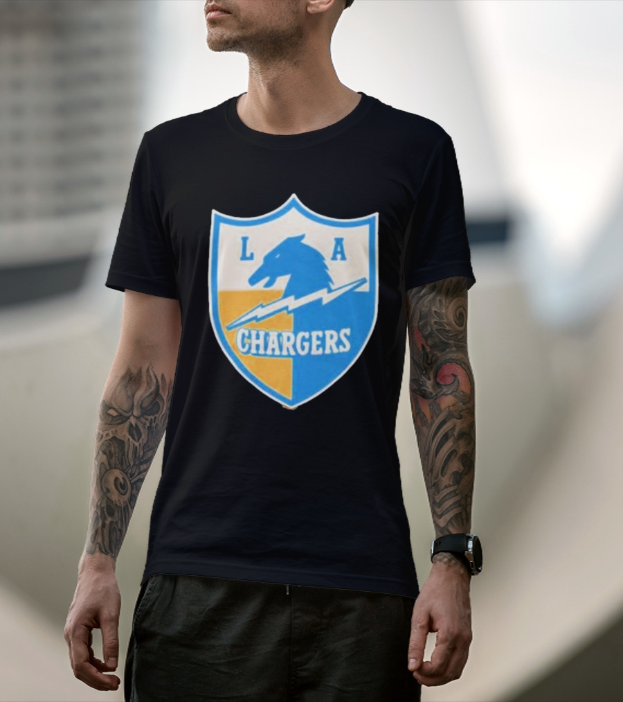 Los Angeles Chargers 1961 Vintage Logo Shield With Horse And Bolt T-Shirt