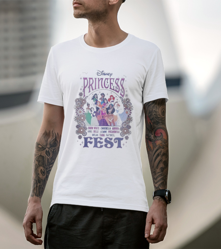 Disney Princess Fest Snow White Cinderella Aurora Ariel Belle Jasmine Pocahontas Mulan Tiana Rapunzel T-Shirt