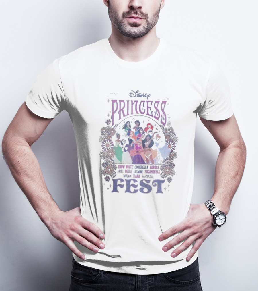 Disney Princess Fest Snow White Cinderella Aurora Ariel Belle Jasmine Pocahontas Mulan Tiana Rapunzel T-Shirt