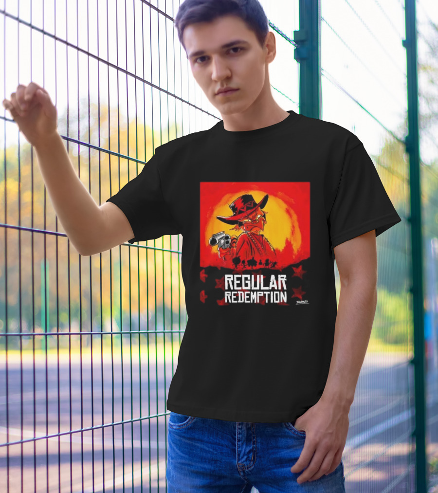 Regular Redemption Cartoon Cowboy Western Gunman T-Shirt