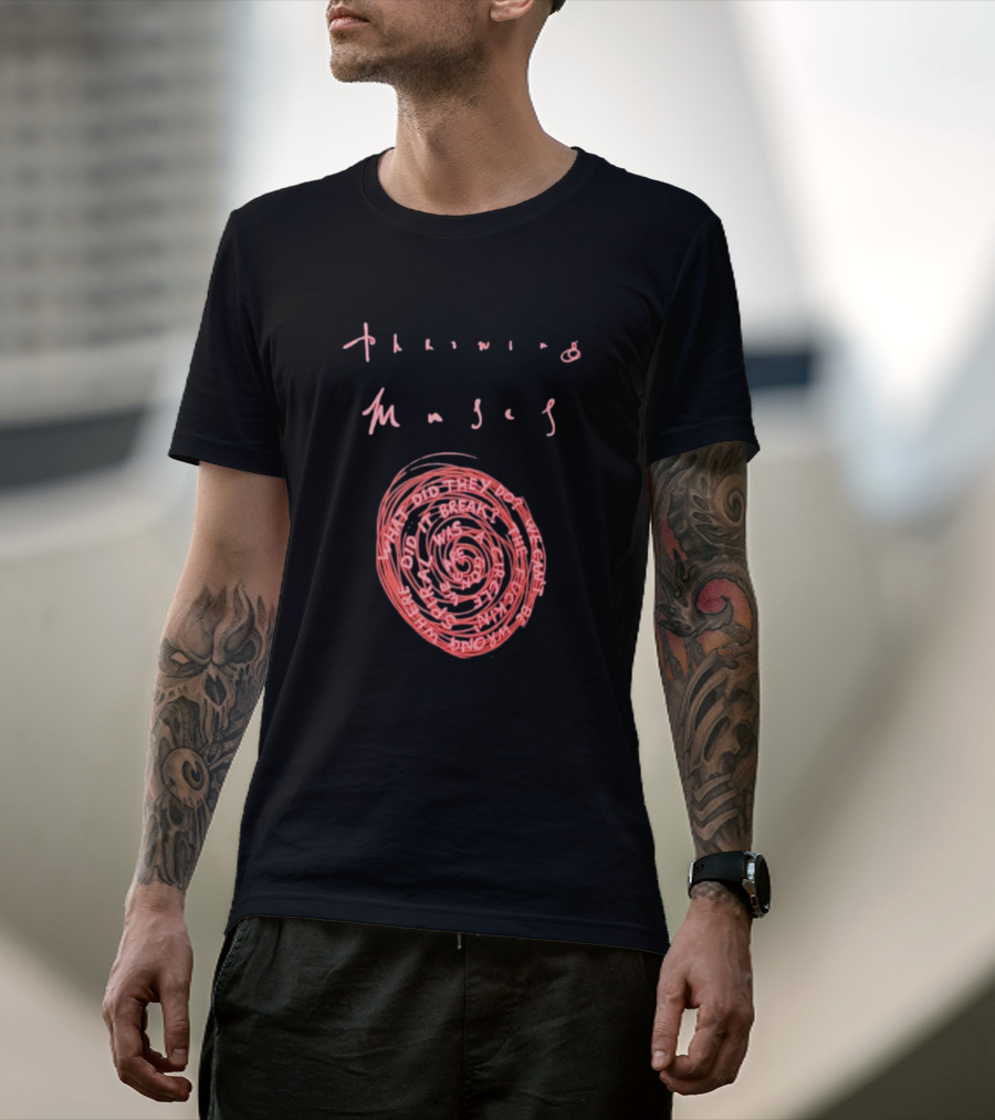 Throwing Muses Snailhead Spiral Text Fluorescent Screen Printed T-Shirt