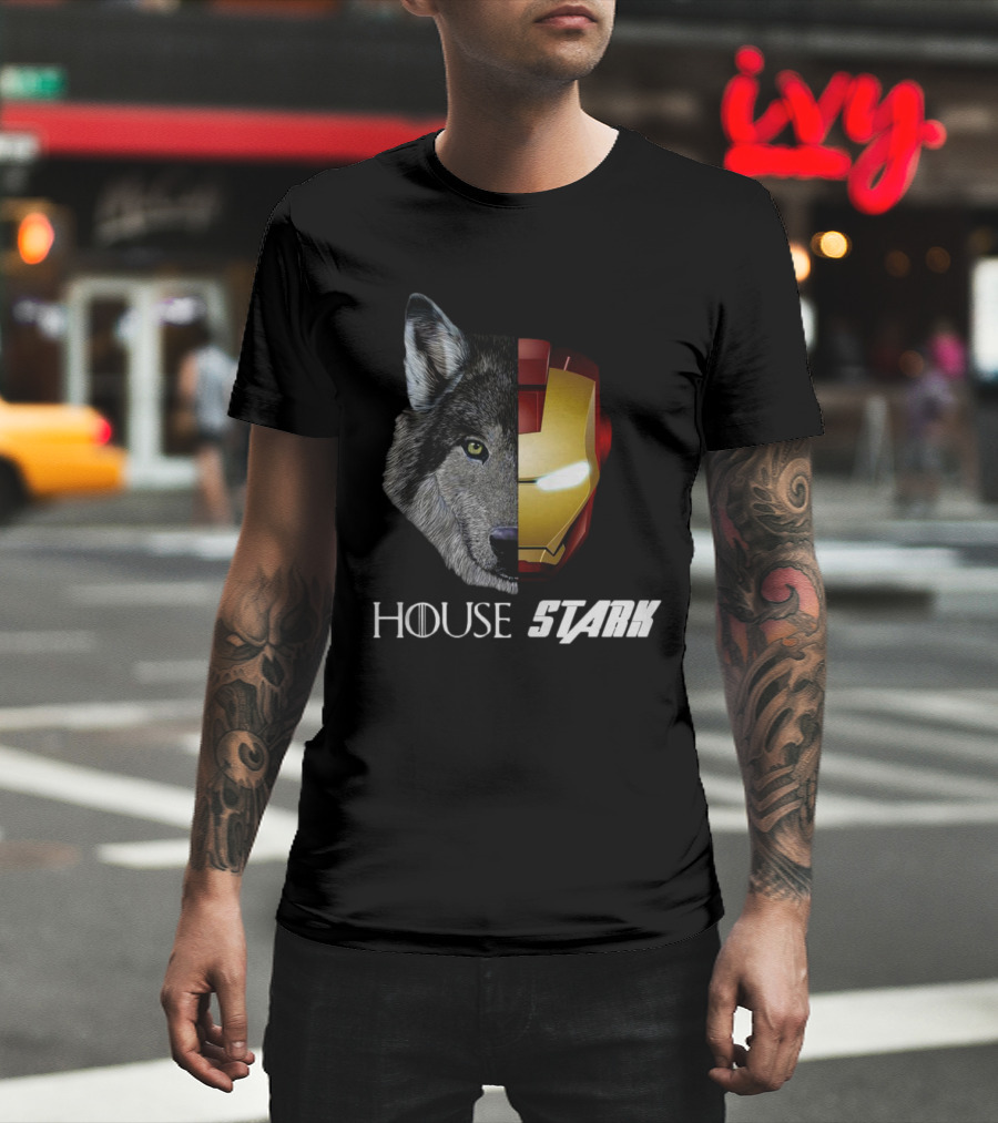 House Stark Iron Man Wolf Helm Stark T-Shirt