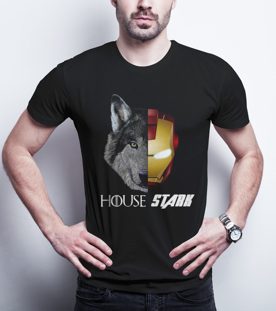 House Stark Iron Man Wolf Helm Stark T-Shirt