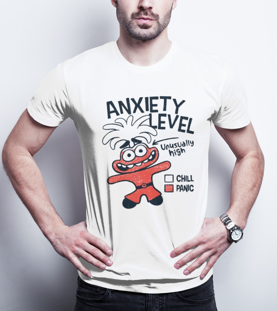 Anxiety Level Unusually High Chill Panic Cartoon Character T-Shirt