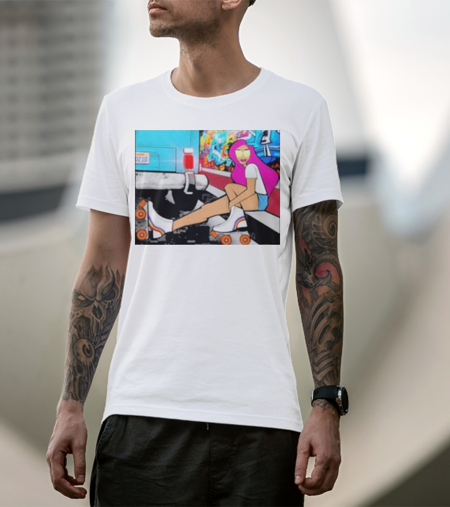 Tasha Vibrant Roller Skating Cali Street Art Vibe T-Shirt