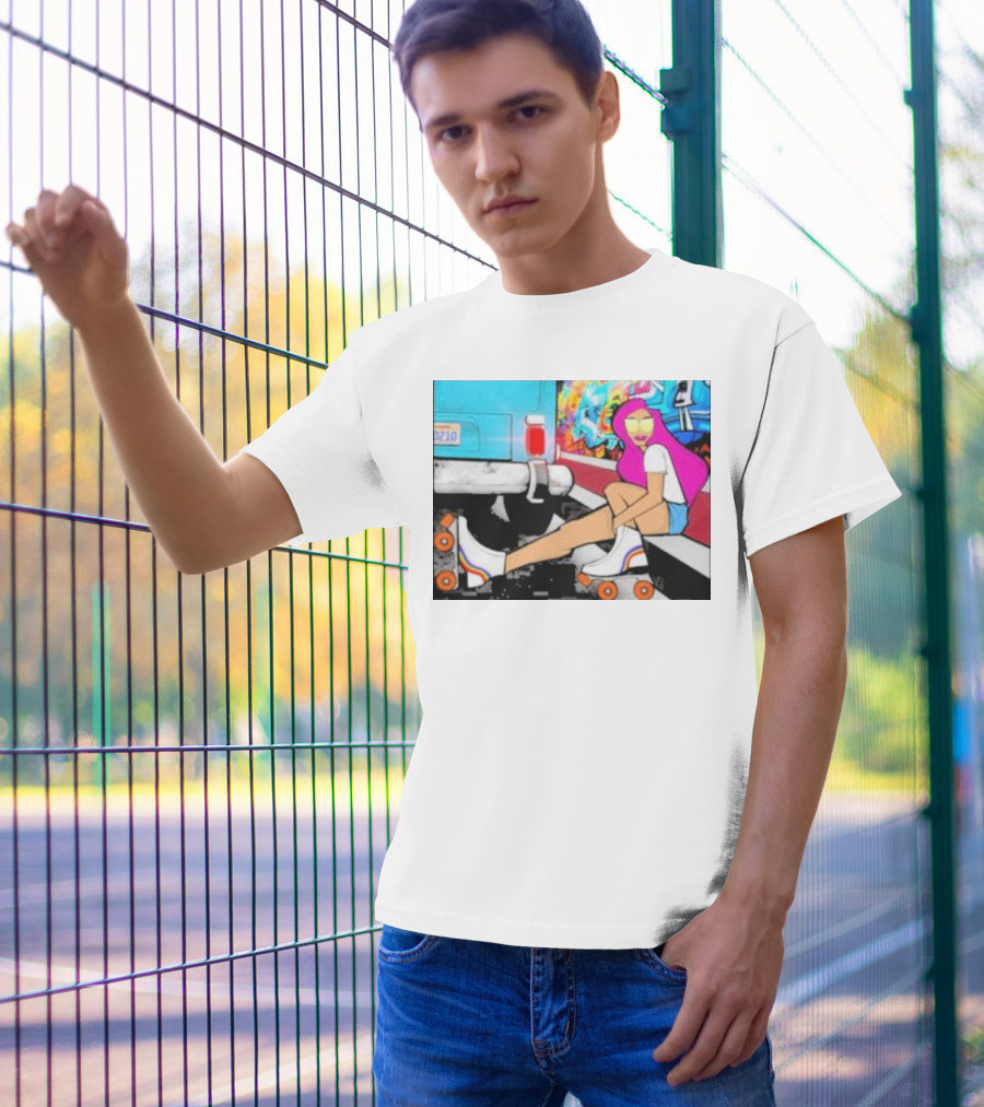 Tasha Vibrant Roller Skating Cali Street Art Vibe T-Shirt