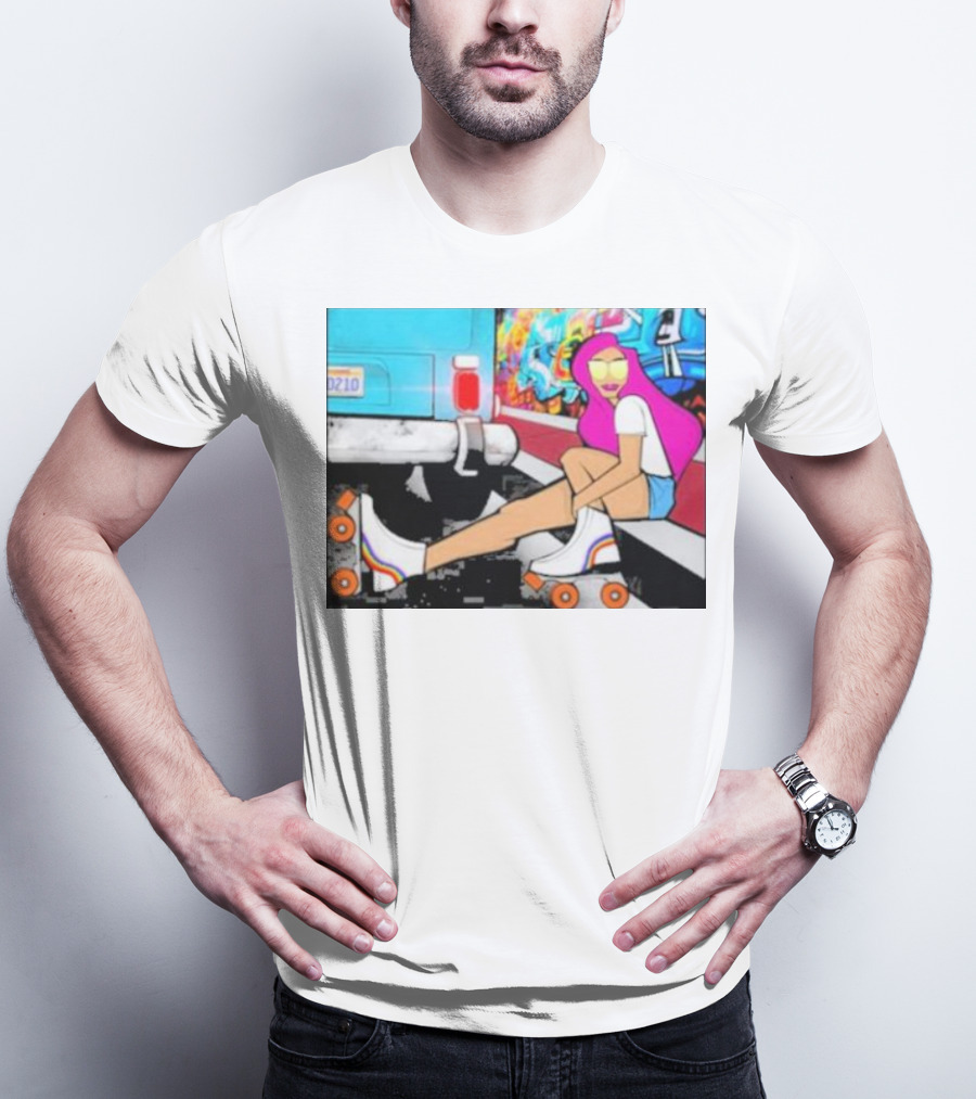 Tasha Vibrant Roller Skating Cali Street Art Vibe T-Shirt