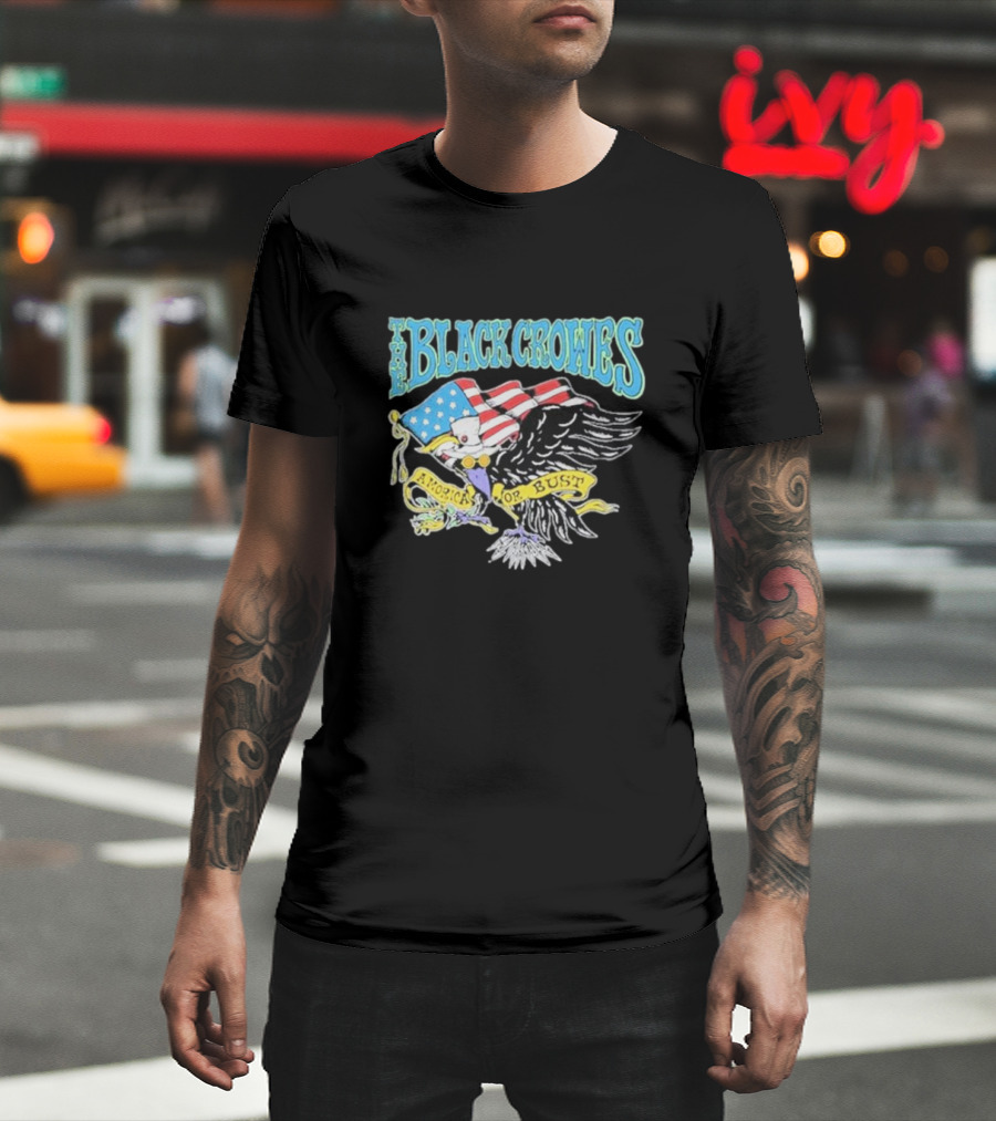 The Black Crowes Amorica Or Bust Eagle With American Flag Wings T-Shirt