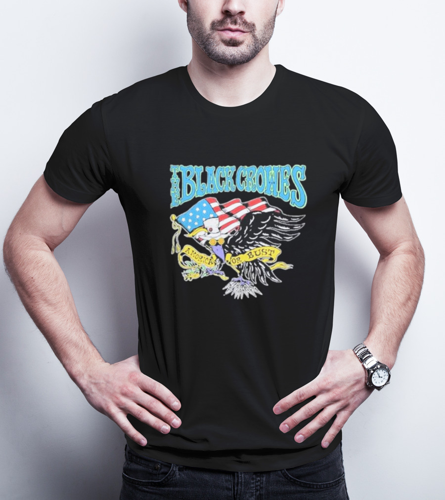 The Black Crowes Amorica Or Bust Eagle With American Flag Wings T-Shirt