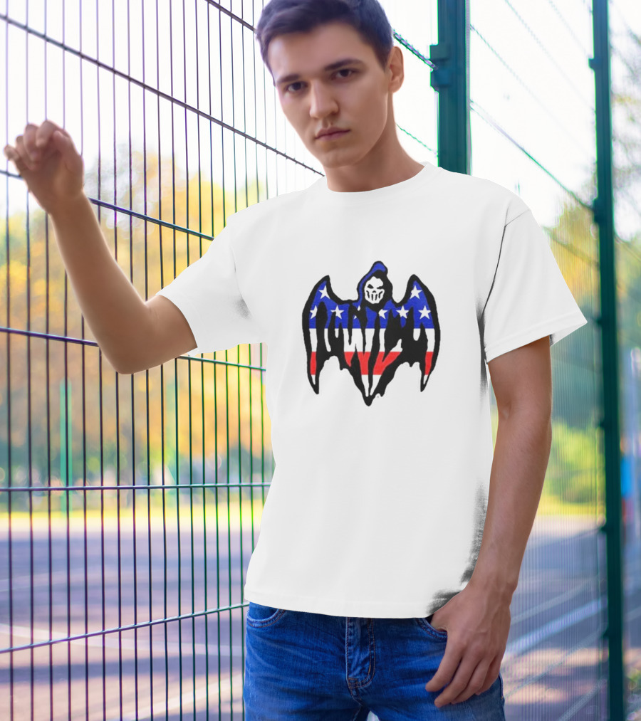 Warren Lotas Patriotic Stars And Stripes Winged Skull T-Shirt