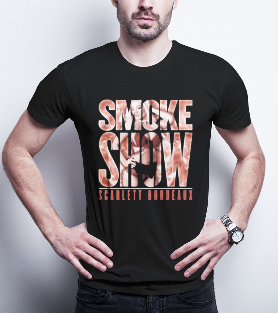 SMOKE SHOW SCARLETT BORDEAUX Text And Image Combination T-Shirt