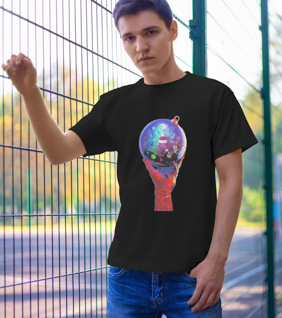 Spider-Man Christmas Ornament With Santa Hat Reflection T-Shirt