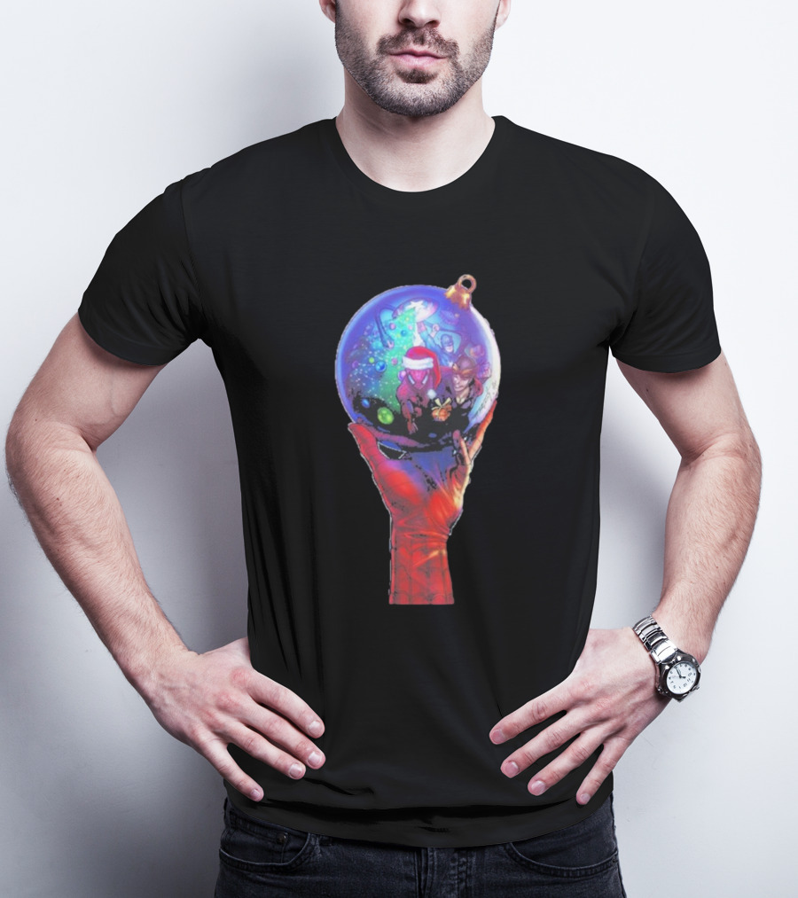 Spider-Man Christmas Ornament With Santa Hat Reflection T-Shirt