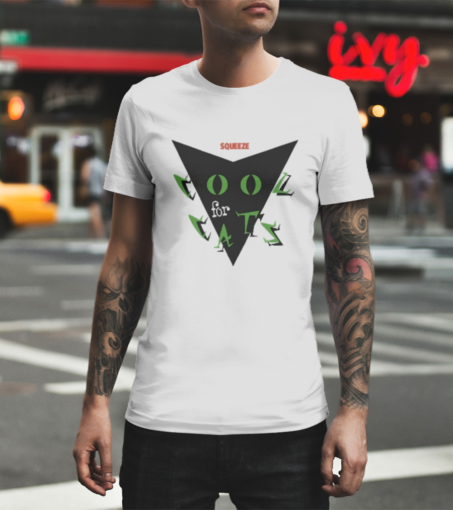 Squeeze Cool For Cats Black Green Eyes Triangle T-Shirt